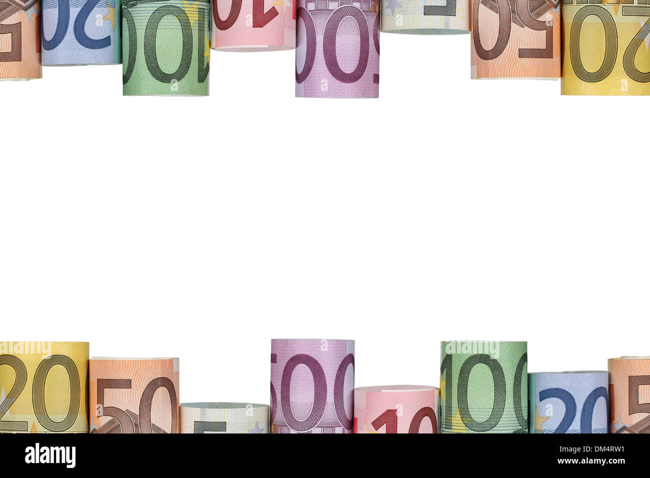 Euro notes of the European Union Currency forming a frame with copy ...
