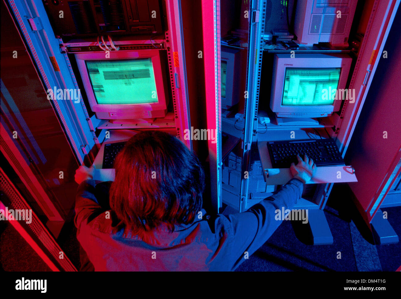 Apr 06, 2000; Los Angeles, California, USA; SARC system worker at ...