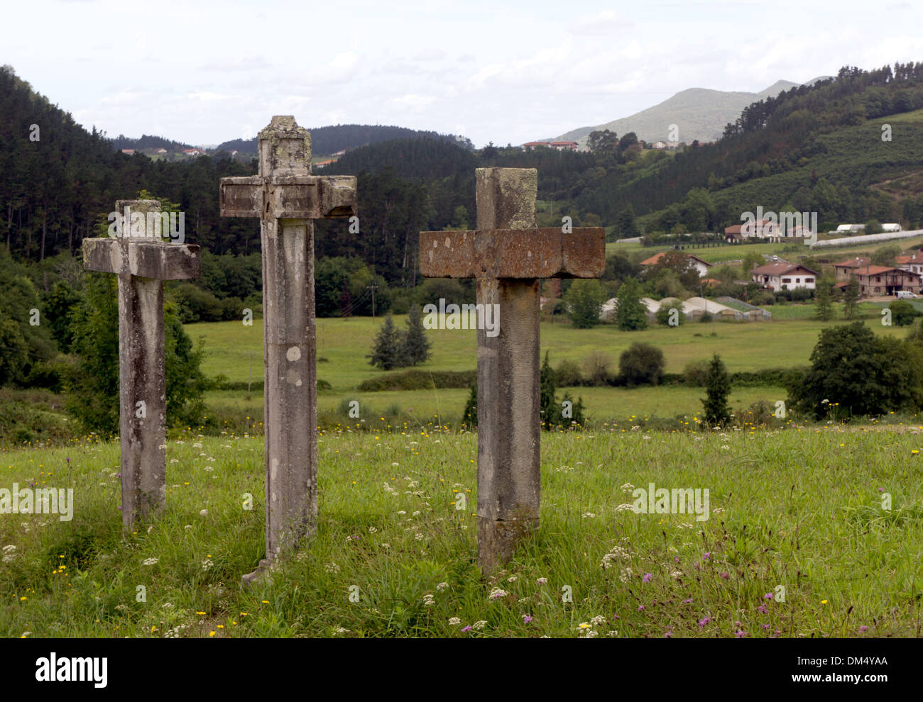 Stations of the Cross in the Way of Saint James pilgrimage, in the ...