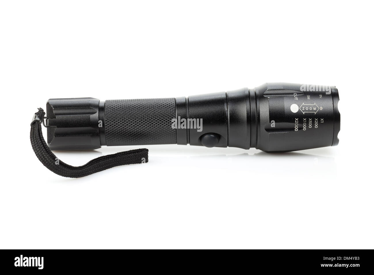 Metal flashlight. Isolated on white background Stock Photo - Alamy