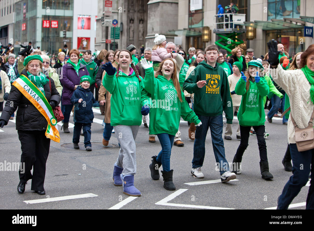 NEW YORK, NY, USA - MAR 16: People at the St. Patrick's Day Parade on ...