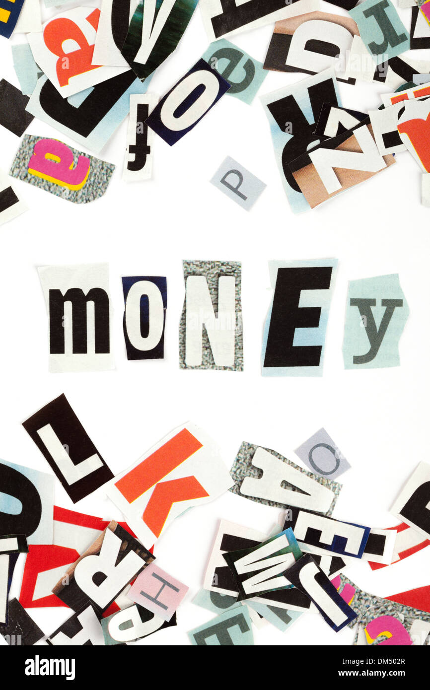 Money inscription made with cut out letters Stock Photo - Alamy