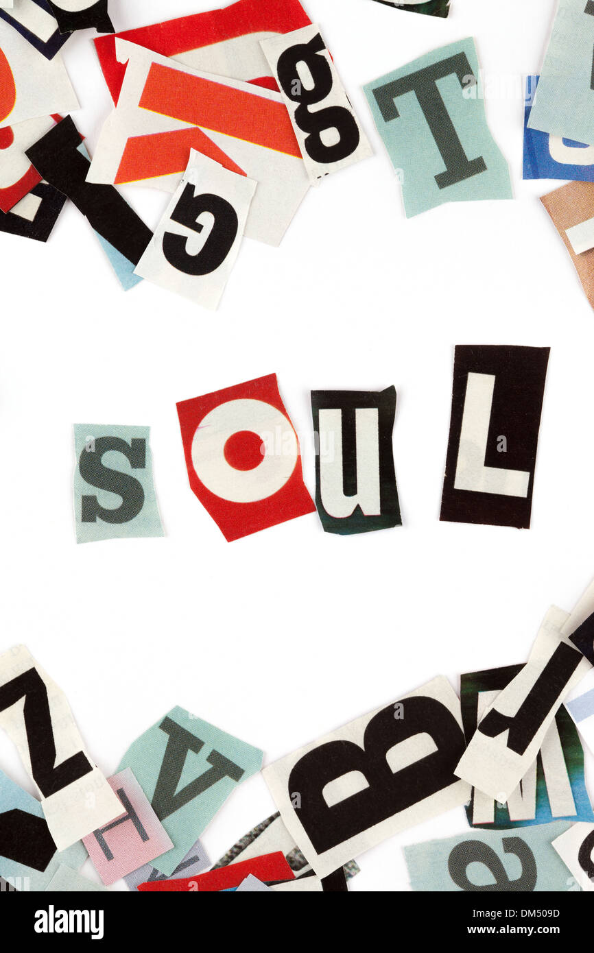 Soul inscription made with cut out letters Stock Photo - Alamy