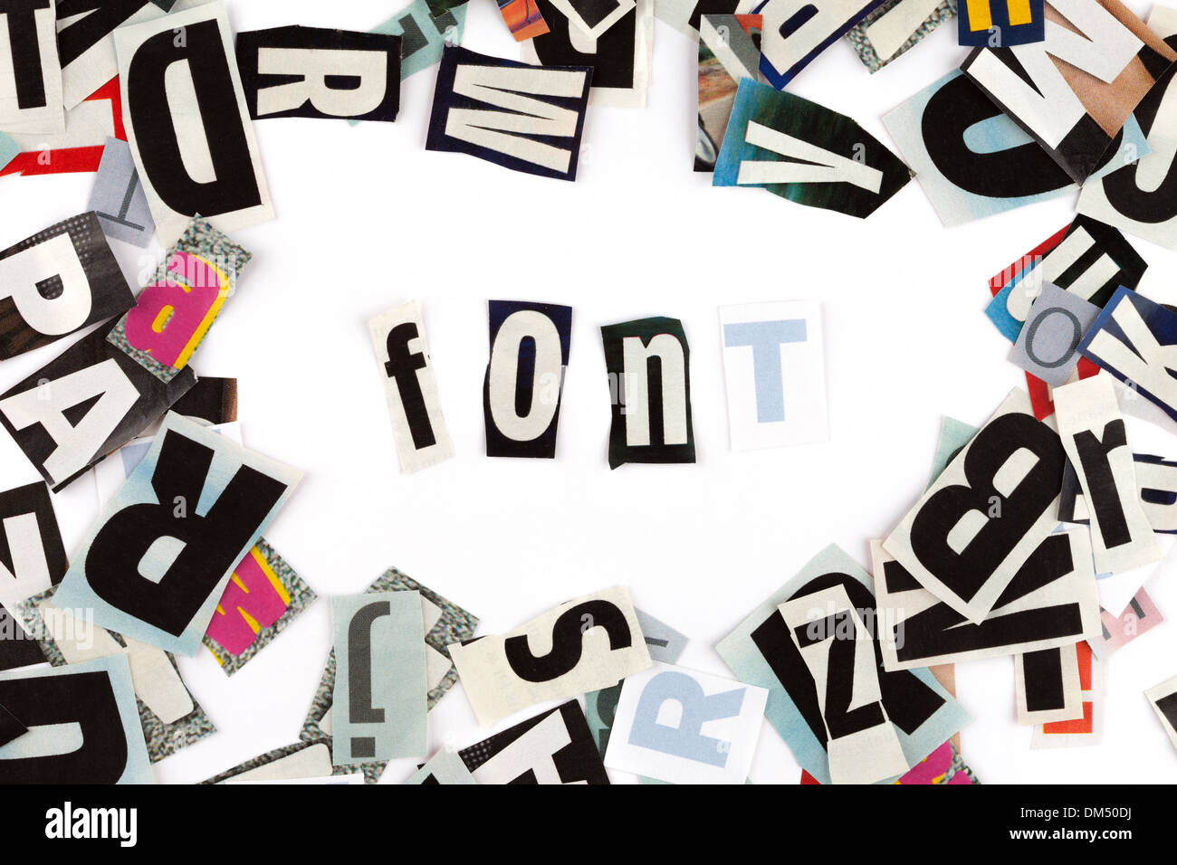 Font inscription made with cut out letters Stock Photo - Alamy