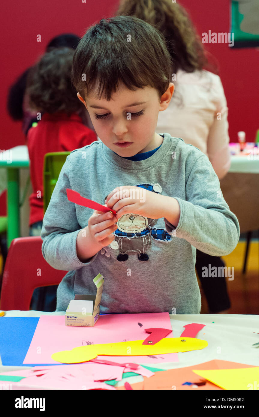 Boy Making Crafts Stock Photo - Alamy