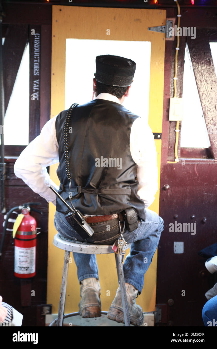 Male Railroad conductor on the Santa Express in Georgetown Colorado ...