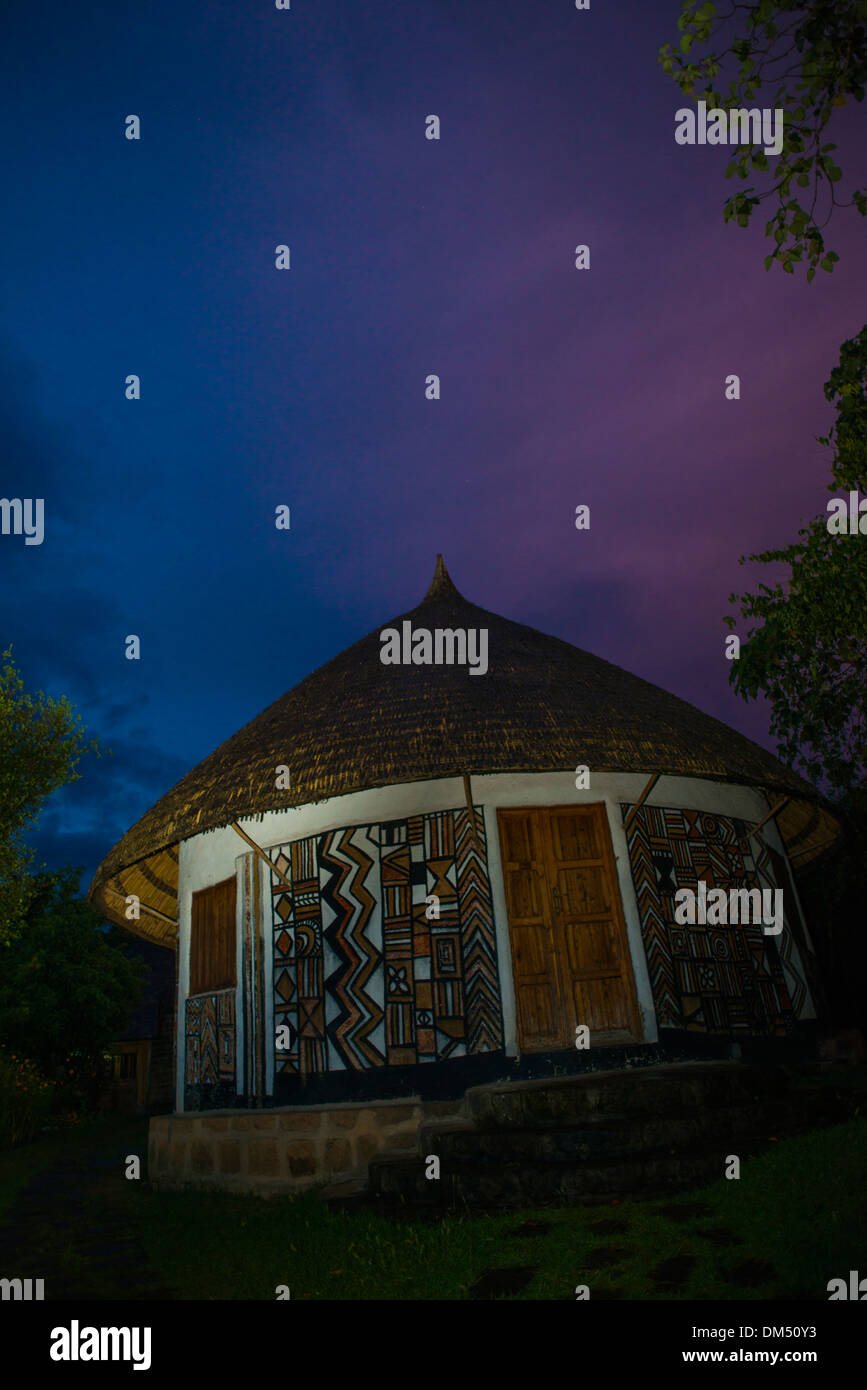 Sunrise over the traditional Ethiopian hut - tukul Stock Photo - Alamy