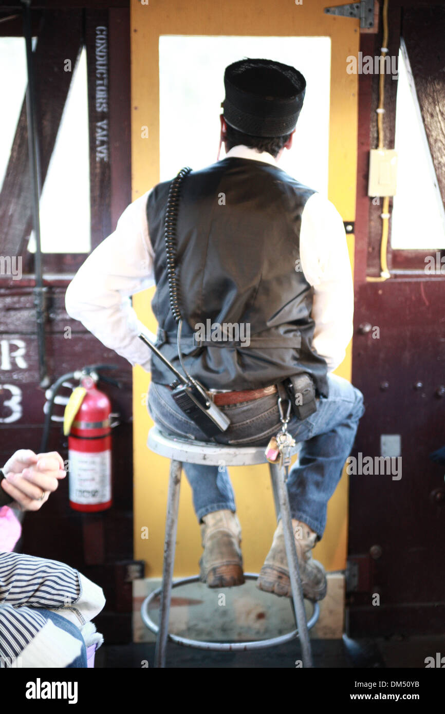 Male Railroad conductor on the Santa Express in Georgetown Colorado ...