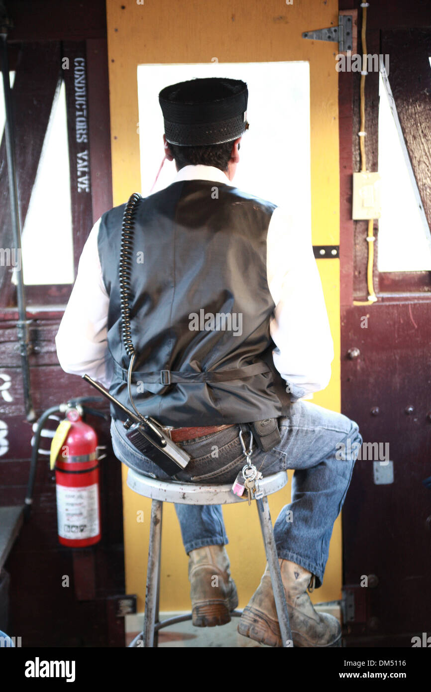 Male Railroad conductor on the Santa Express in Georgetown Colorado ...