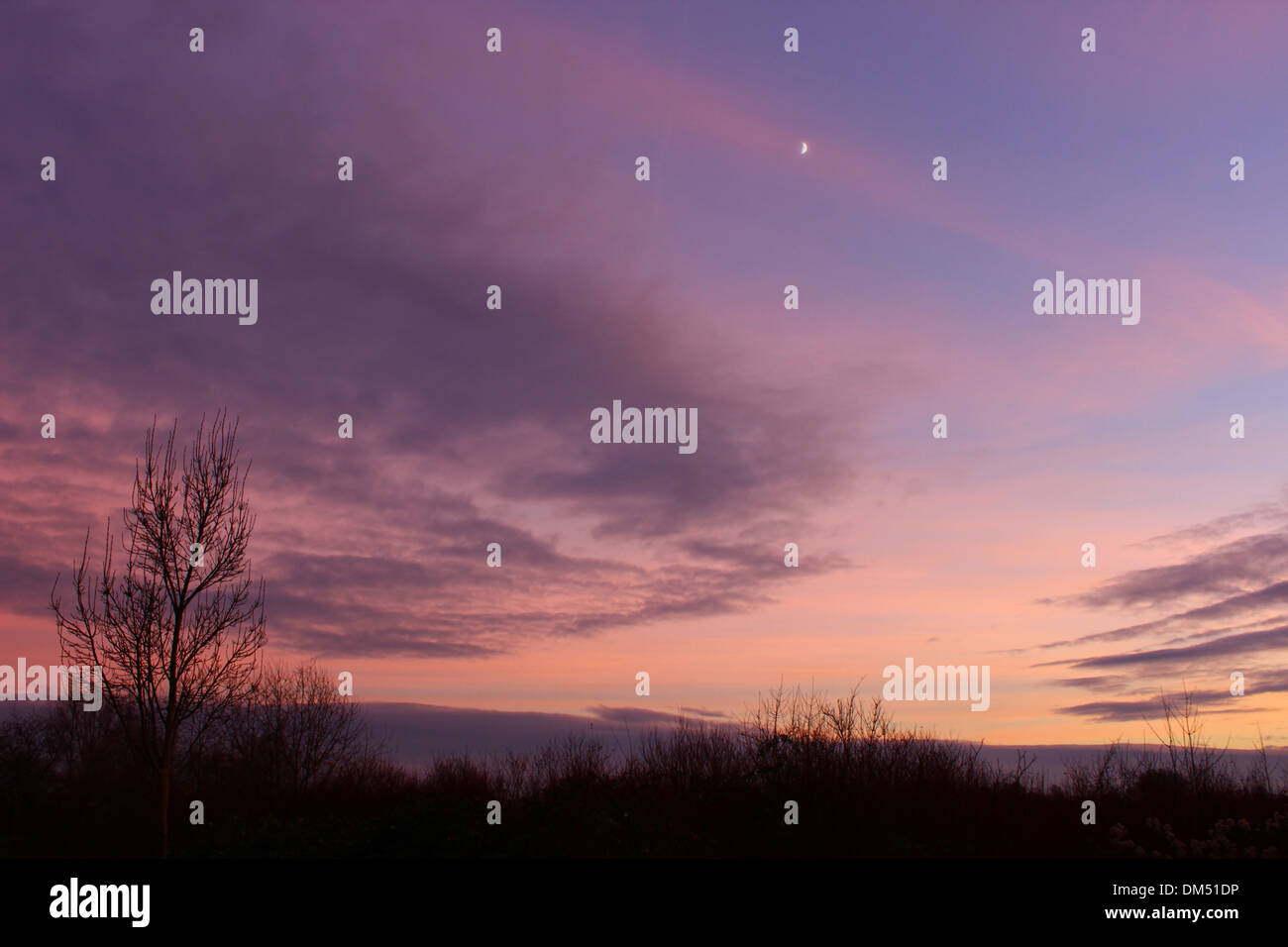 Epic sunset with different colours and some clouds in the sky Stock ...