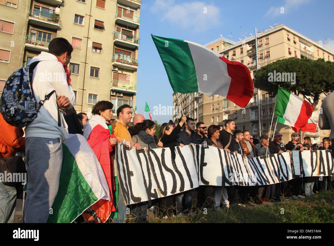 Rome, Italy. 11th December 2013. The "pitchfork movement" protesters ...