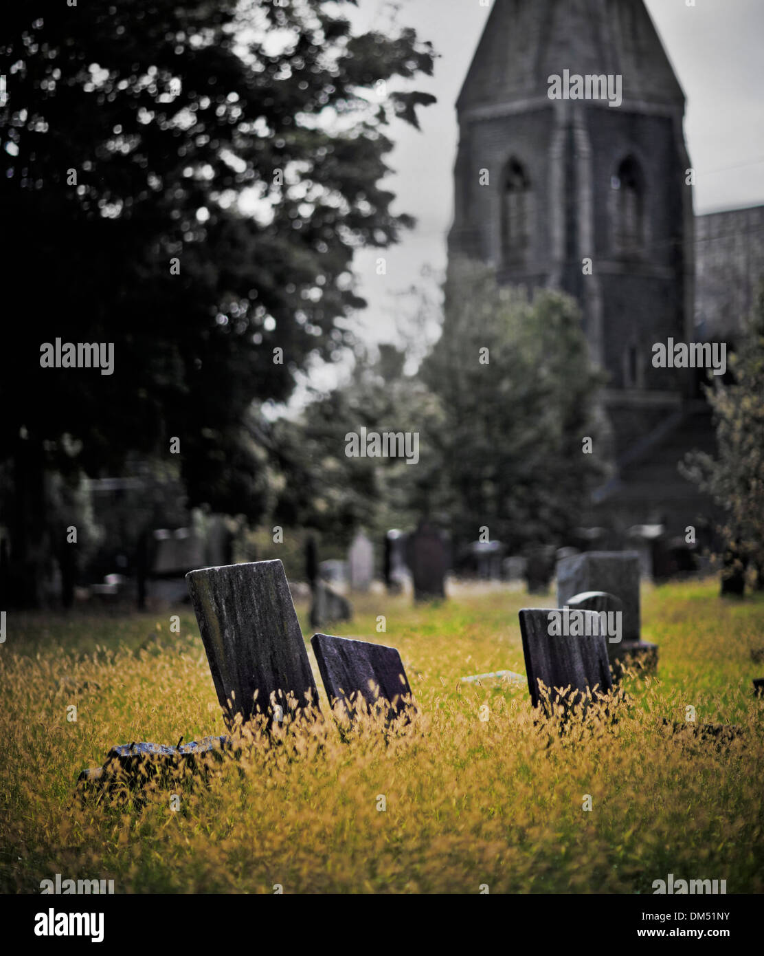 Tombstone and graves in an ancient church graveyard Stock Photo - Alamy