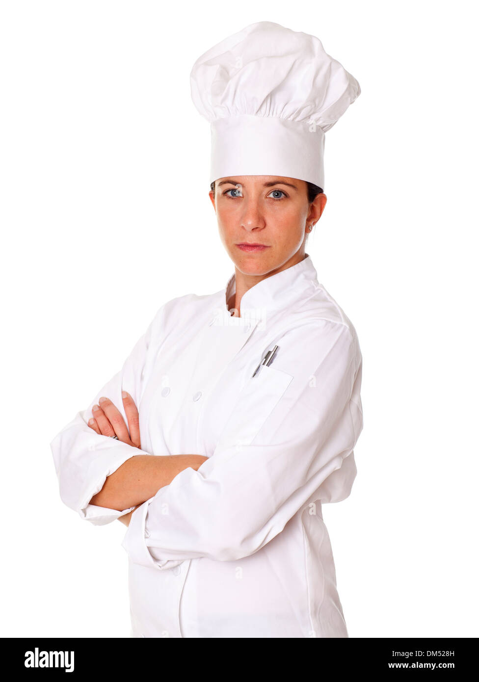 Female chef isolated on white background Stock Photo - Alamy