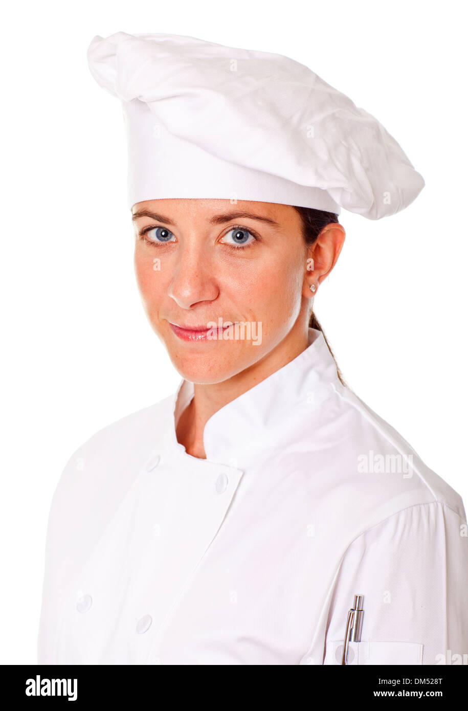 Female chef isolated on white background Stock Photo - Alamy