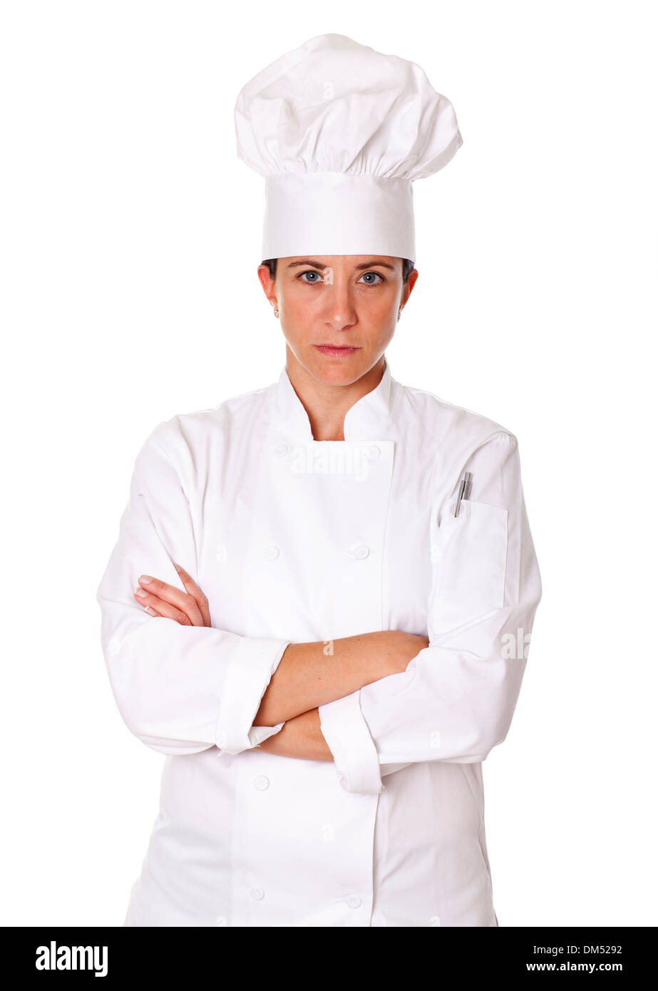 Female chef isolated on white background Stock Photo - Alamy