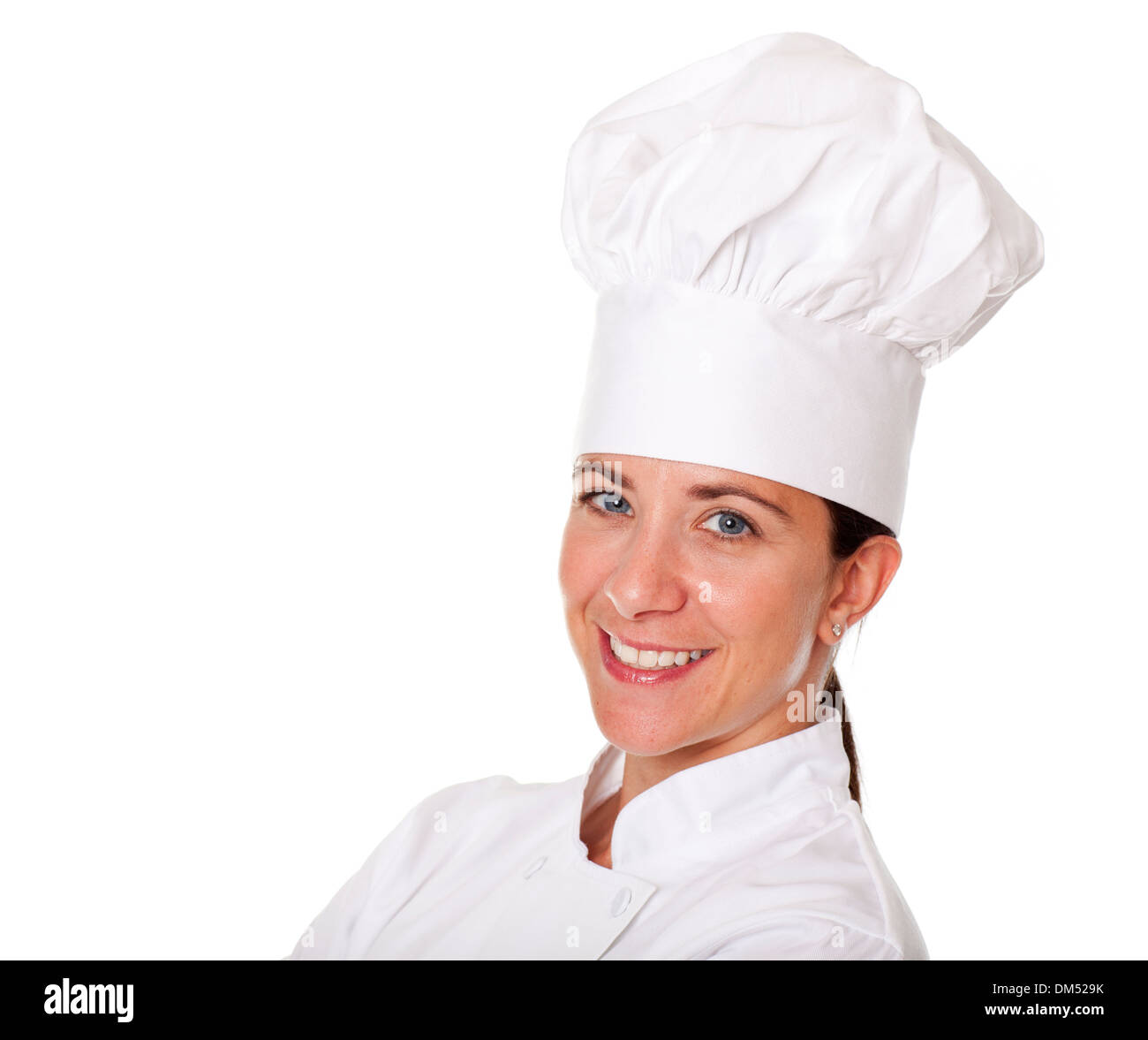 Female chef isolated on white background Stock Photo - Alamy