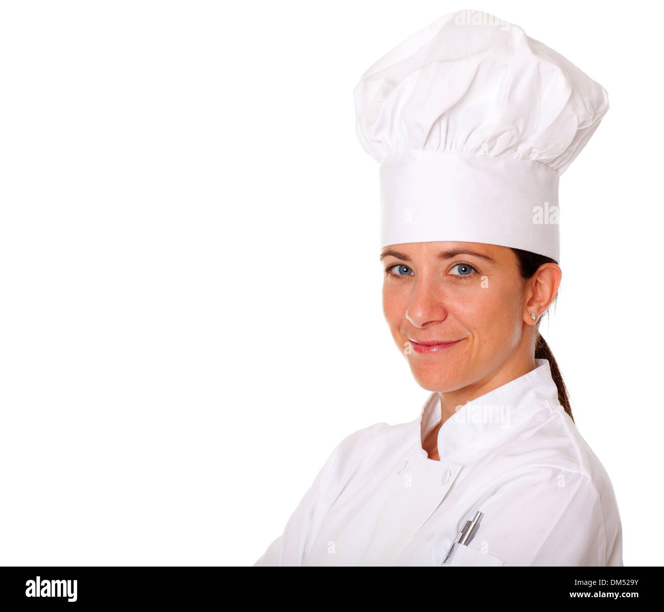 Female chef isolated on white background Stock Photo - Alamy