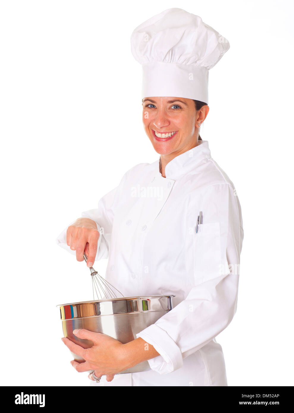Female chef isolated on white background Stock Photo - Alamy