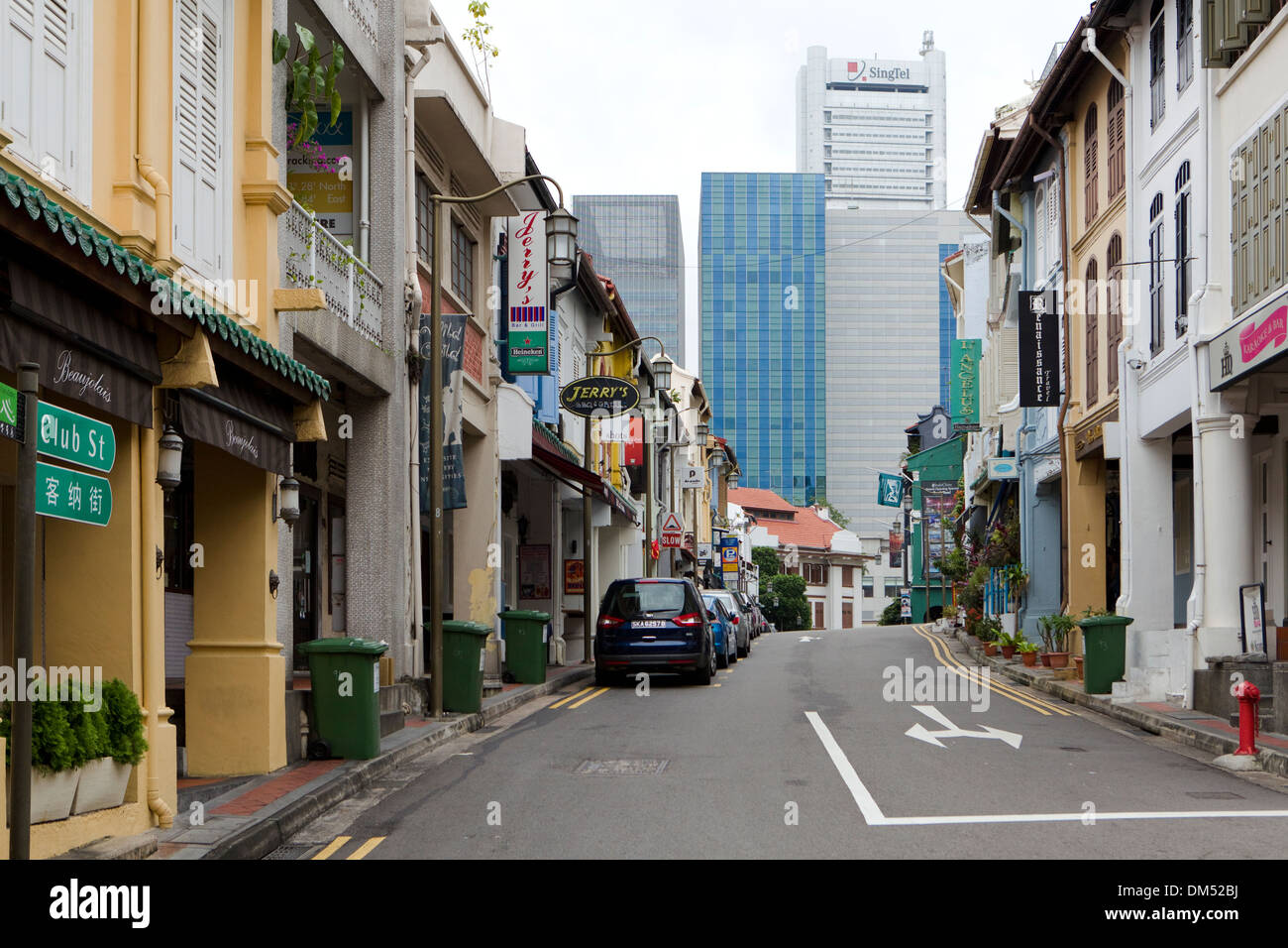 Club Street, Singapore, showing the contrast between building types in ...