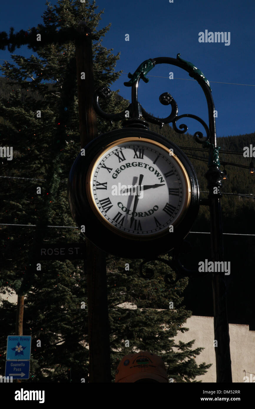 clock in the town square in Georgetown Colorado Stock Photo - Alamy