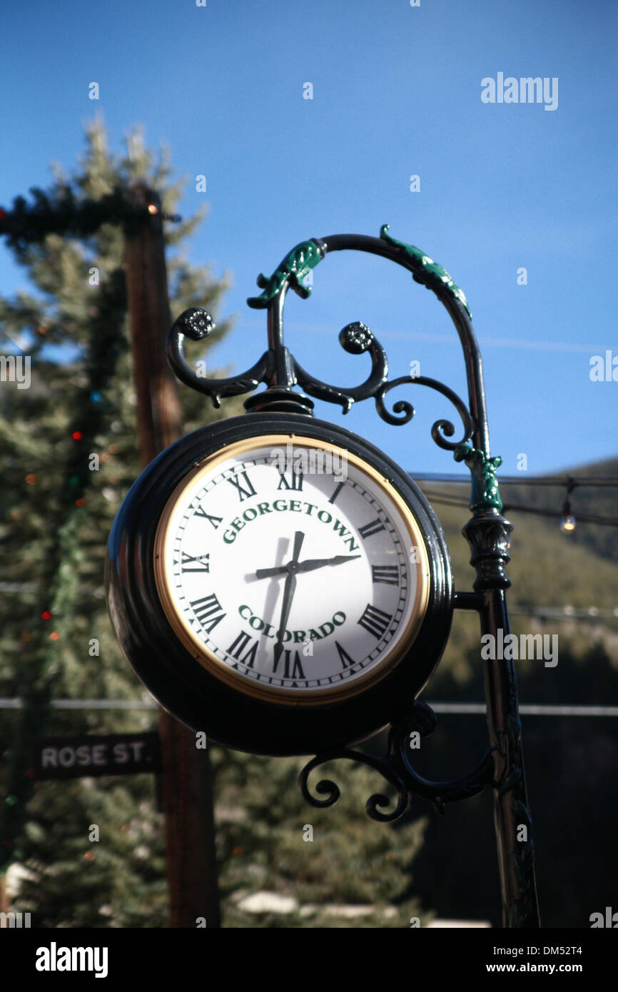 clock in the town square in Georgetown Colorado Stock Photo - Alamy