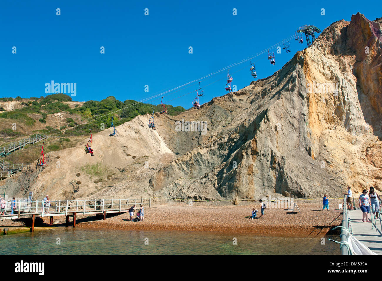 The multi-coloured cliffs at Alum Bay on the south west tip of the Isle ...