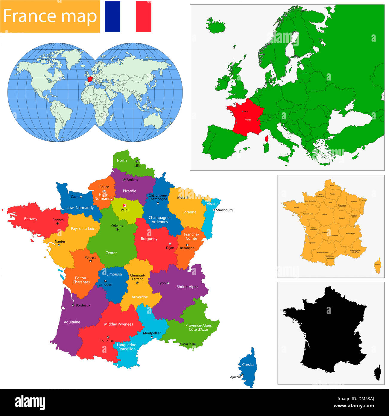 France administrative map hi-res stock photography and images - Alamy
