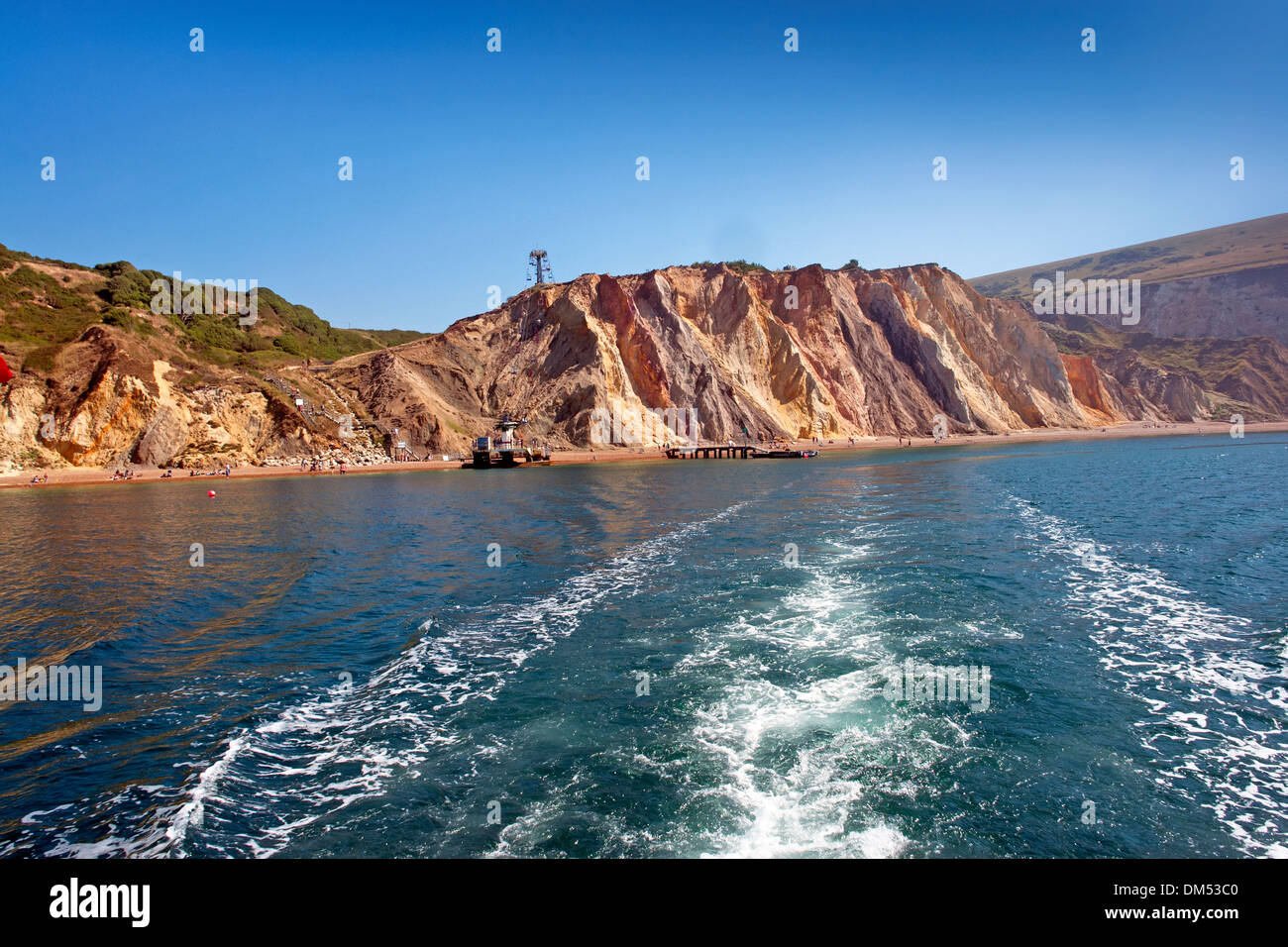 The multi-coloured cliffs at Alum Bay on the south west tip of the Isle ...
