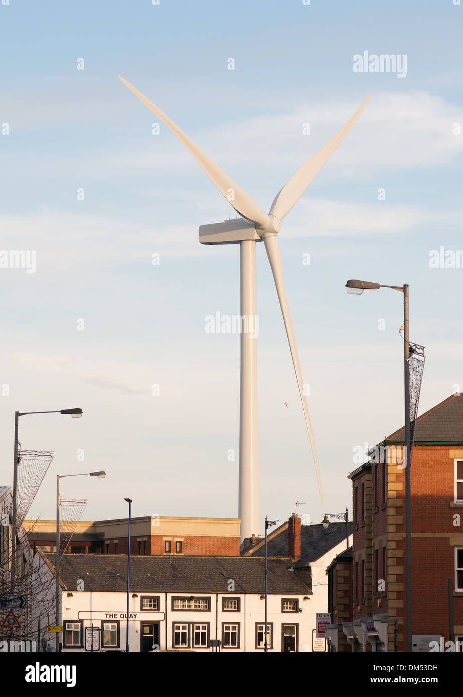 Monster wind turbine dominates the skyline in Blyth town centre, north ...
