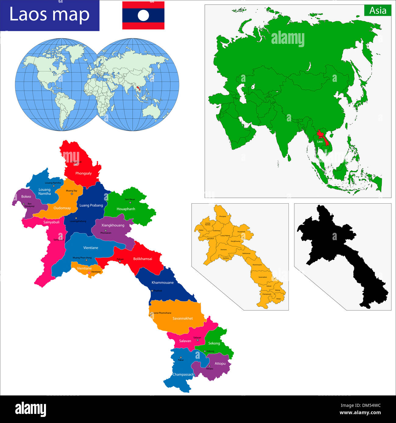 Laos map hi-res stock photography and images - Alamy