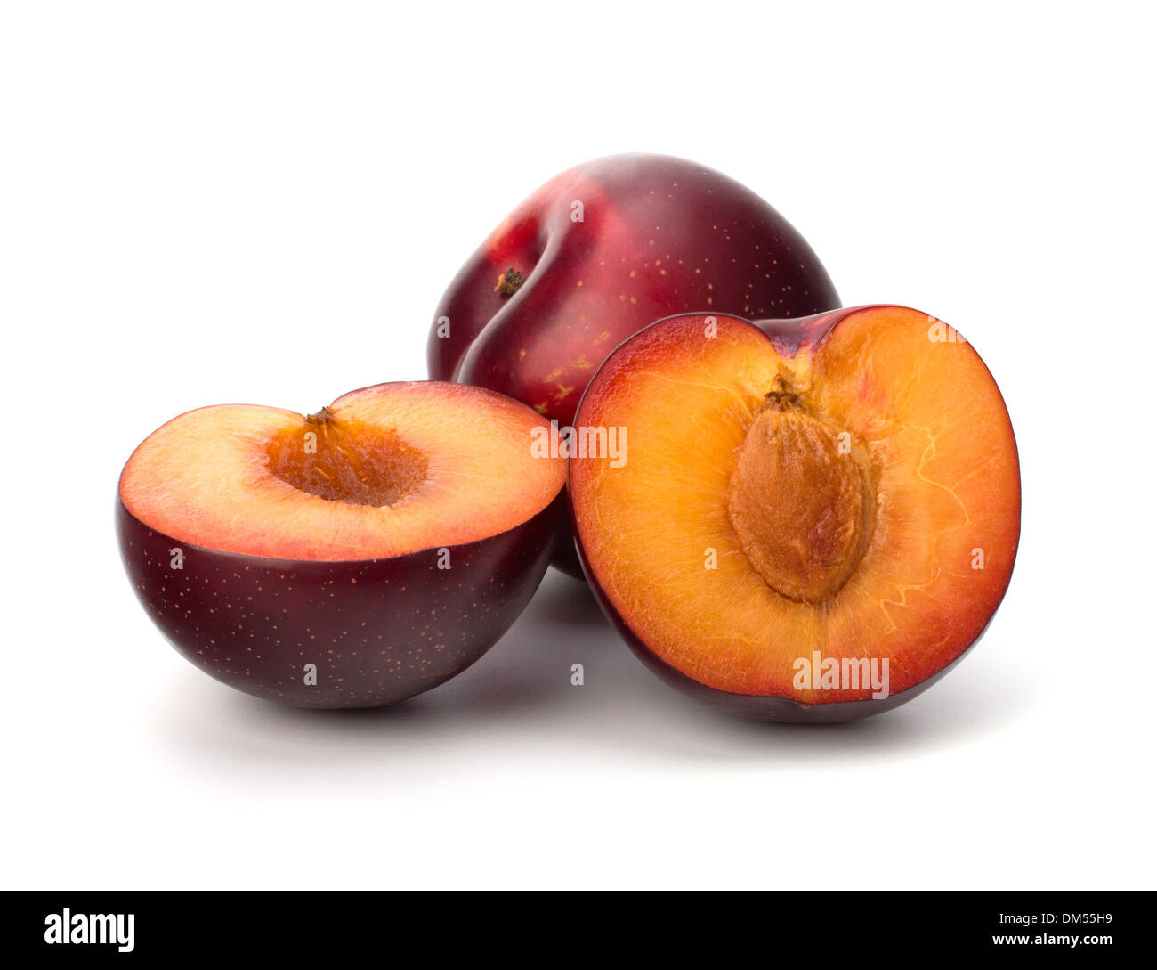 Red plum fruit isolated on white background Stock Photo - Alamy