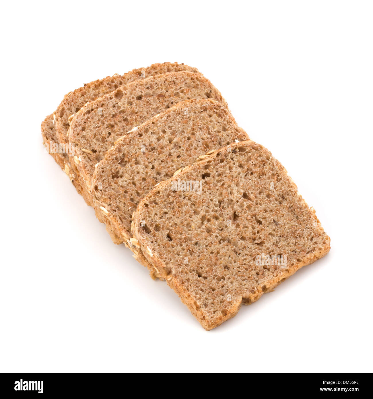 Healthy bran bread slices with rolled oats isolated on white background ...