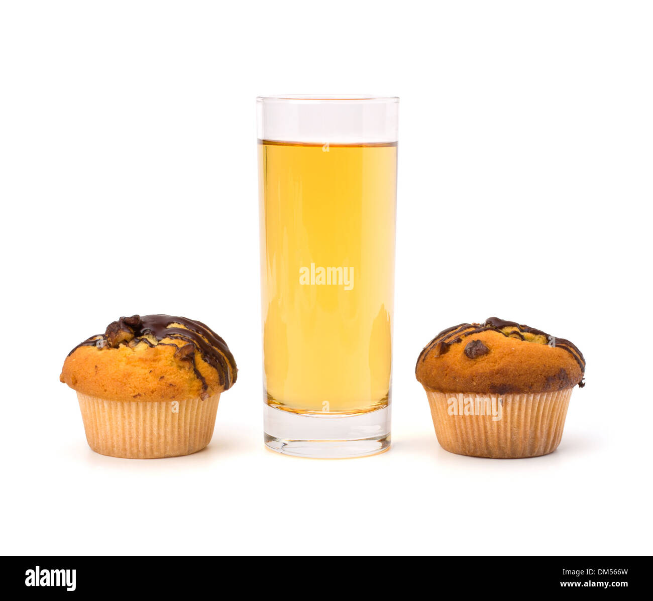 muffin and fruit juice isolated on white background Stock Photo - Alamy
