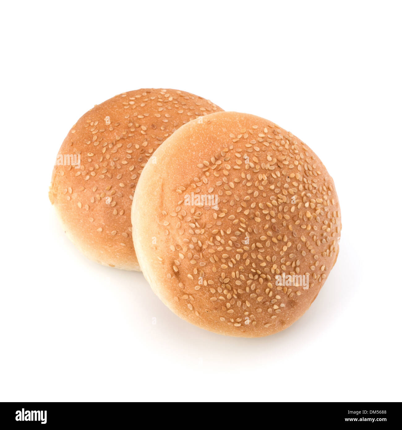 Round sandwich bun with sesame seeds isolated on white background Stock ...