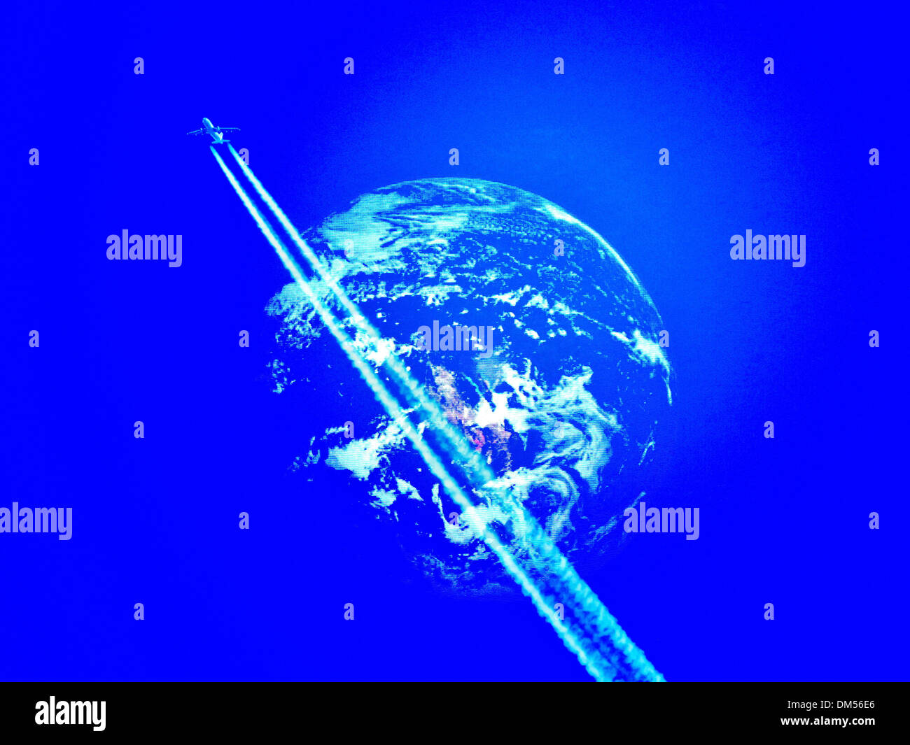 Earth, space, universe, blue, jet, jet airplane, condensation trail ...