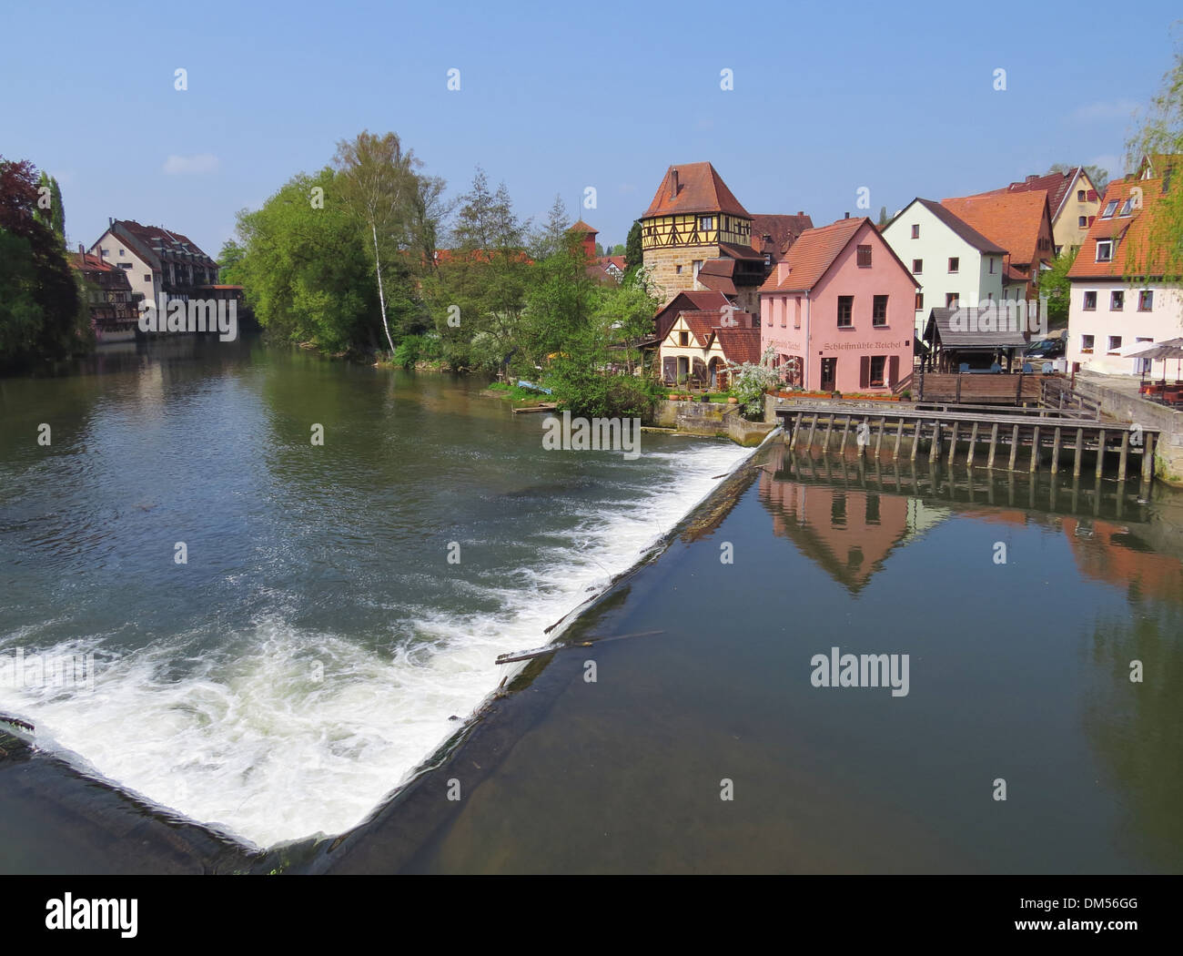 Germany, Franconia, river, flow, Pegnitz, village, water, waterfall ...