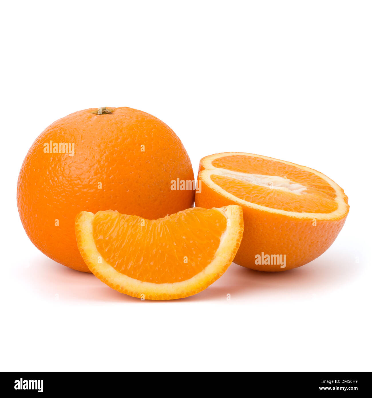Sliced orange fruit segments isolated on white background Stock Photo ...