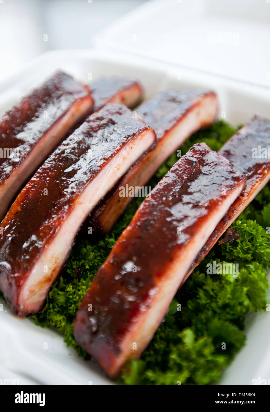 Fresh bbq ribs in a box Stock Photo - Alamy