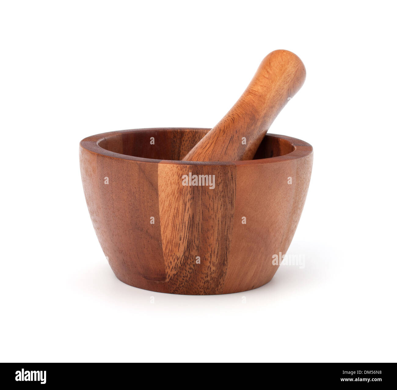 Handmade wooden mortar isolated on white background Stock Photo - Alamy