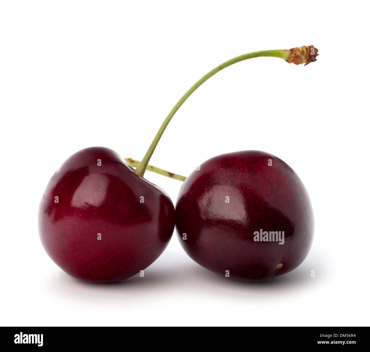 Two cherry berries isolated on white background Stock Photo - Alamy