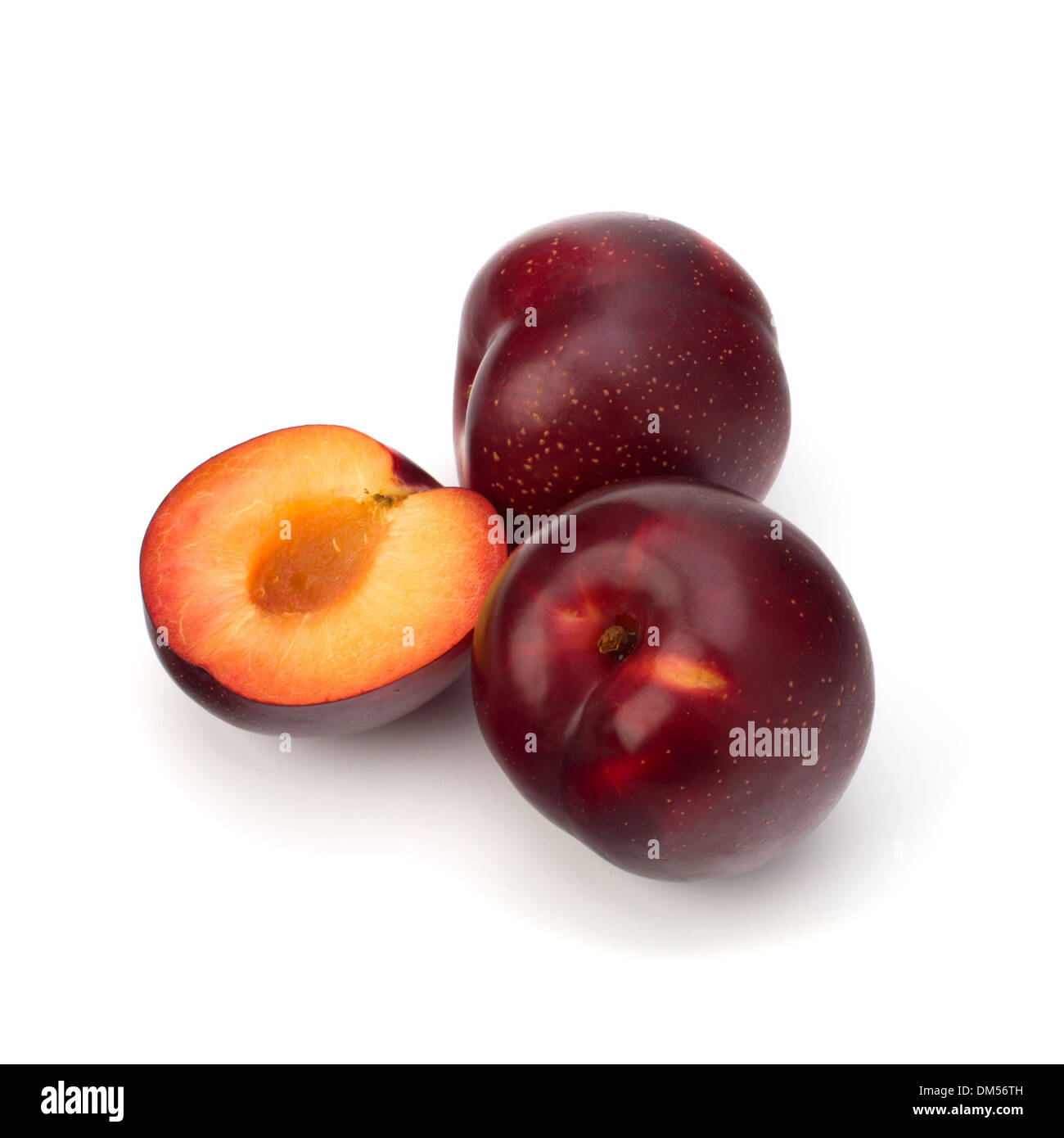 Red plum fruit isolated on white background Stock Photo - Alamy