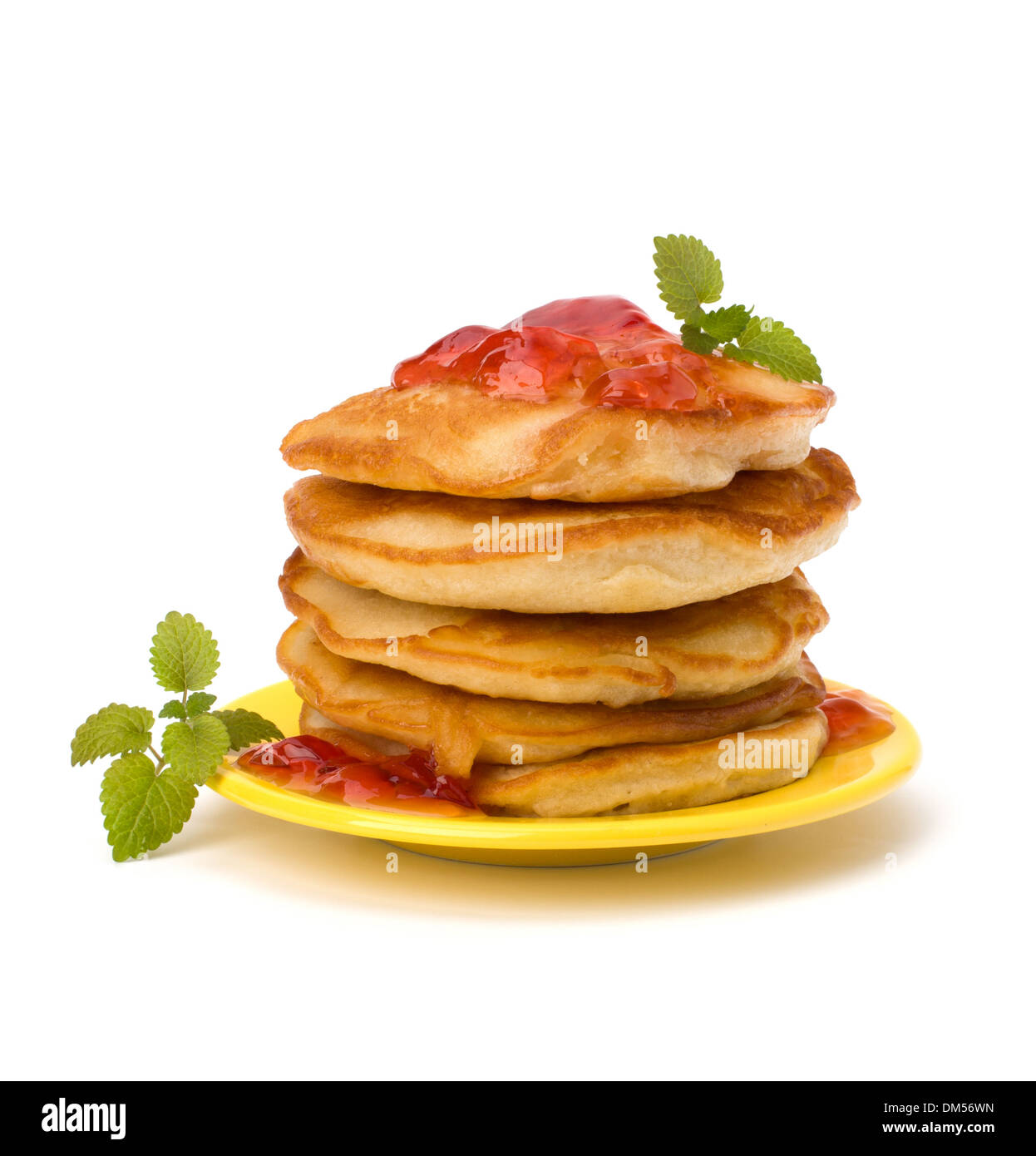 Pancakes stack on white background Stock Photo - Alamy
