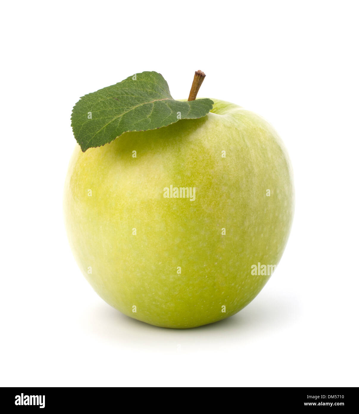 Sweet green apple with leaf isolated on white background Stock Photo ...