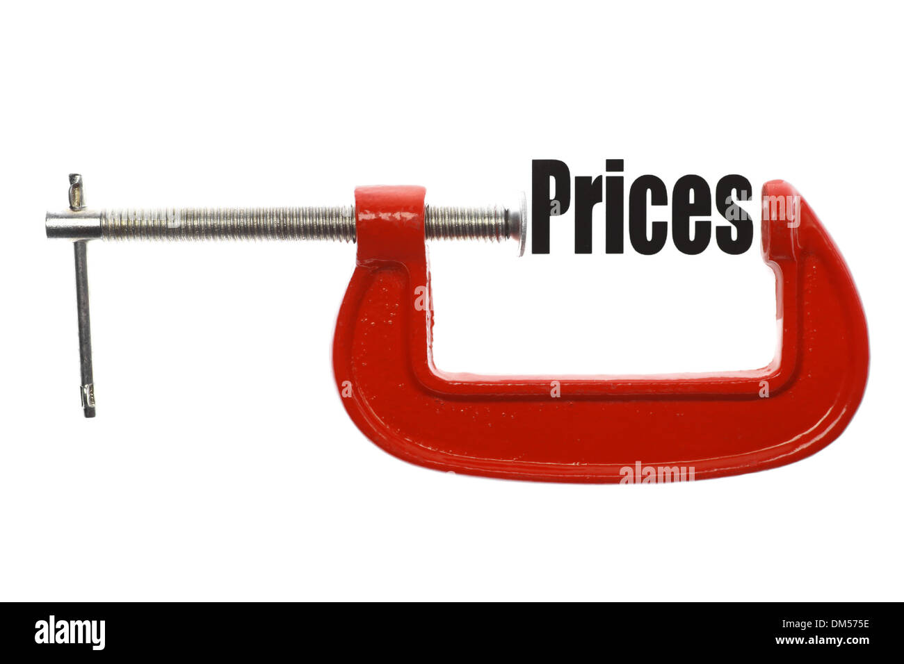 Close up shot of a red vice and the word "Prices Stock Photo - Alamy