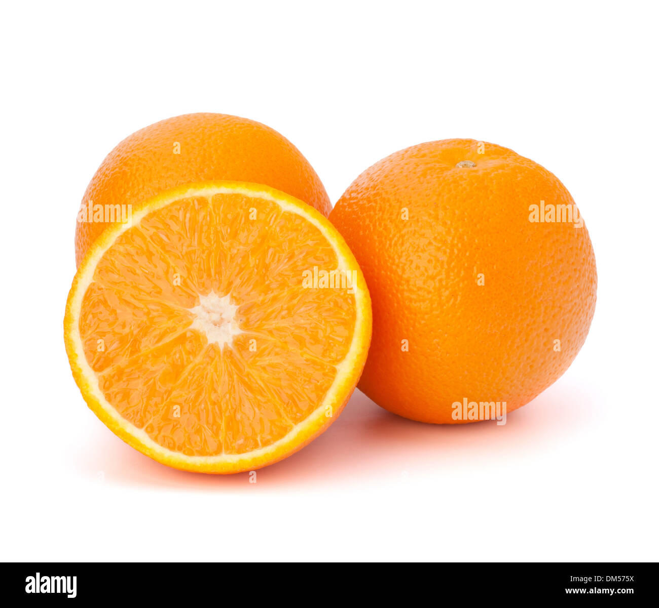 Sliced orange fruit segments isolated on white background Stock Photo ...