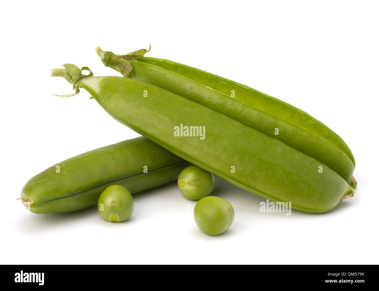 Fresh green pea pod isolated on white background Stock Photo - Alamy