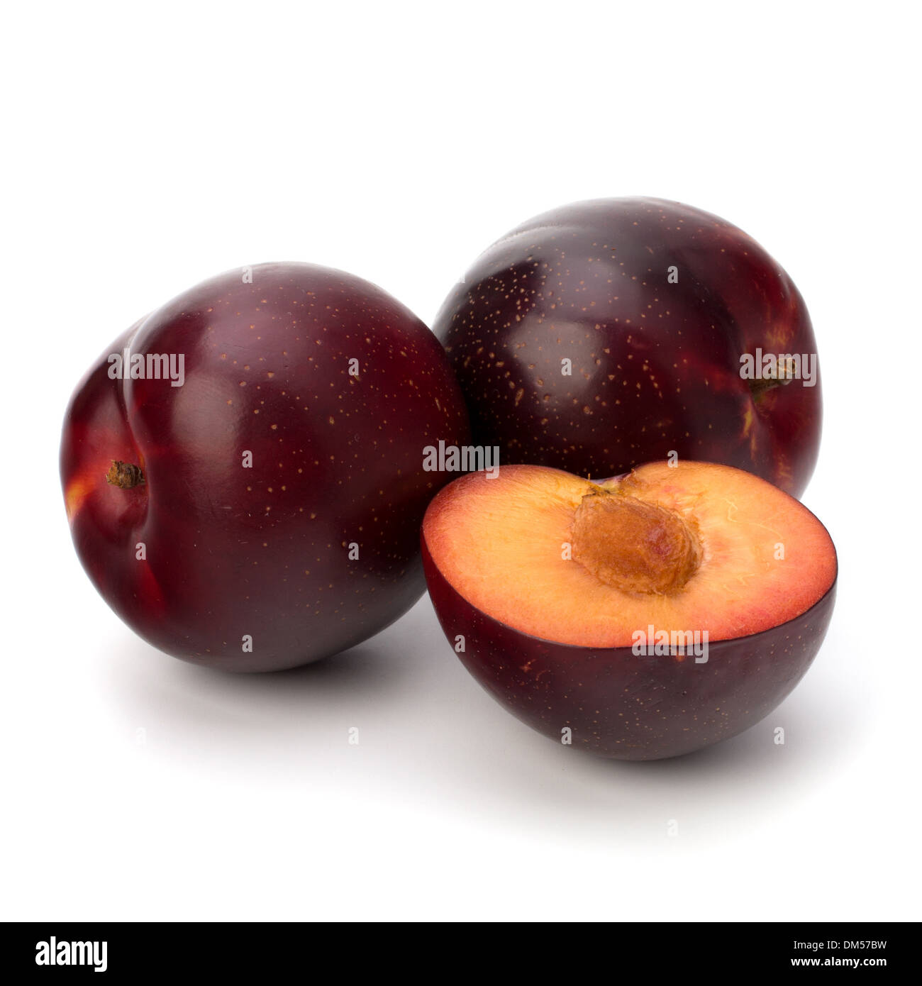 Red plum fruit isolated on white background Stock Photo - Alamy