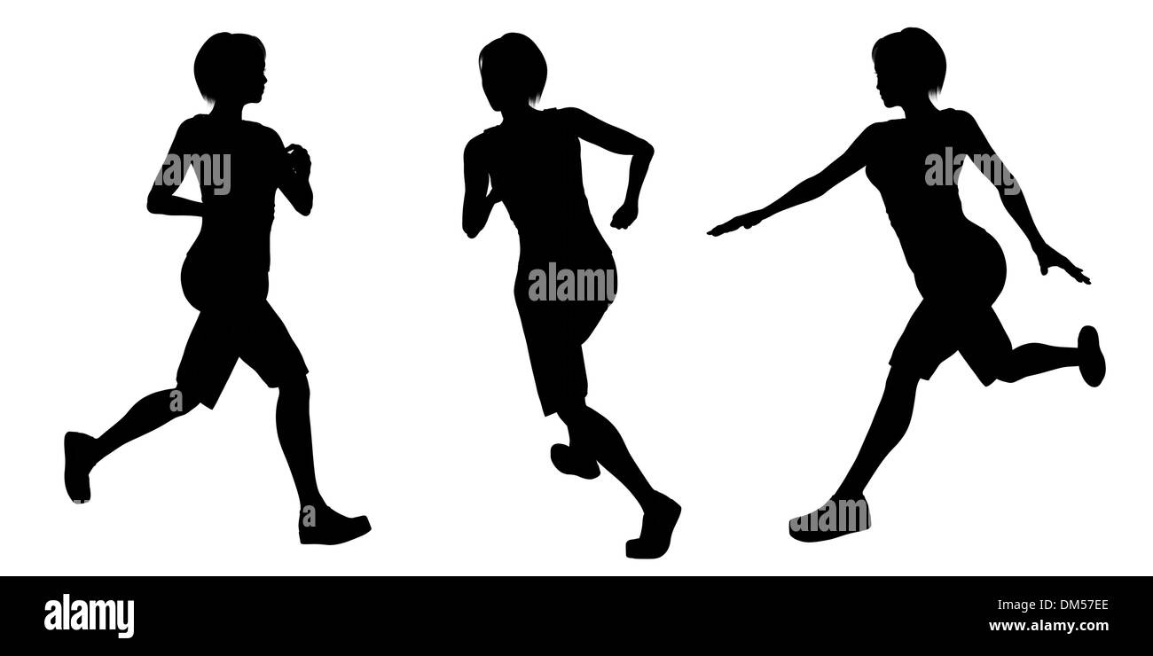 Female Runner Silhouettes Stock Photo - Alamy