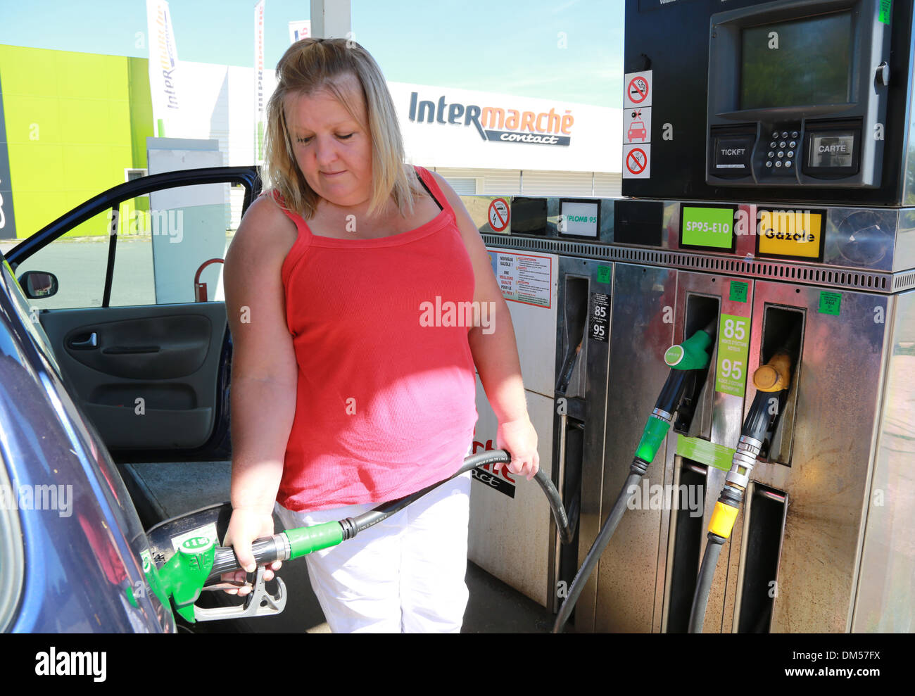 Woman filling car with petrol hi-res stock photography and images - Alamy