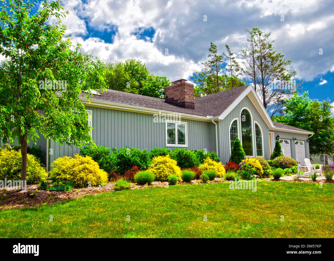Suburban house exterior in generic colonial style Stock Photo - Alamy